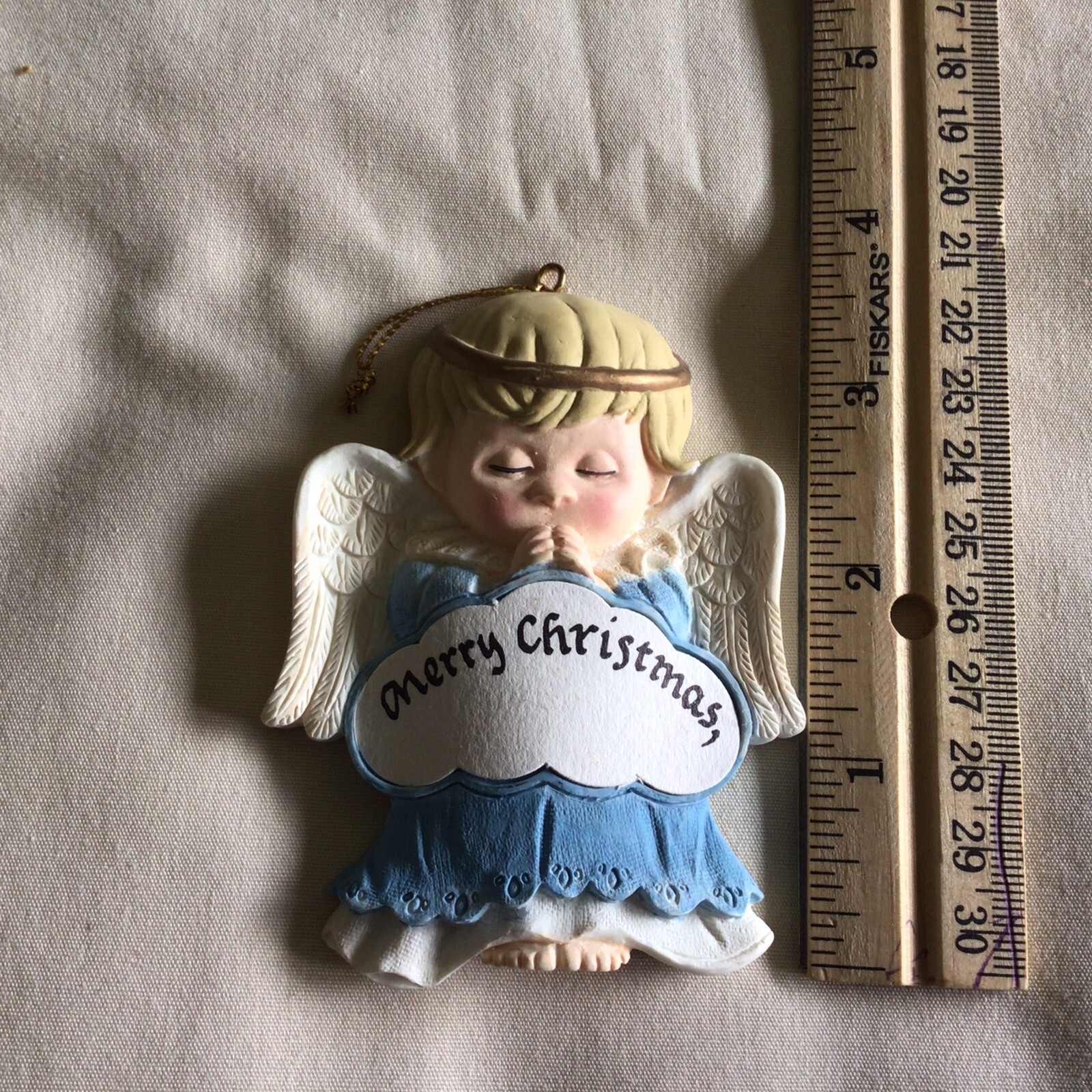 Vintage 1995 3.5" Ceramic Merry Christmas Magnetic Angel Ornament - New ...