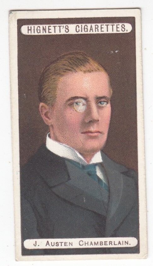 Vintage 1906 AUSTEN CHAMBERLAIN Trade Card British Statesman NOBEL ...