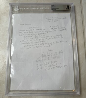 STEVE DITKO SIGNED AUTOGRAPH FULL PAGE LETTER MARVEL SPIDERMAN BECKETT ...