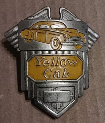 Vintage Yellow Cab Co Taxi Driver Pin Badge 5th Ave Uniform Co Chicago ...