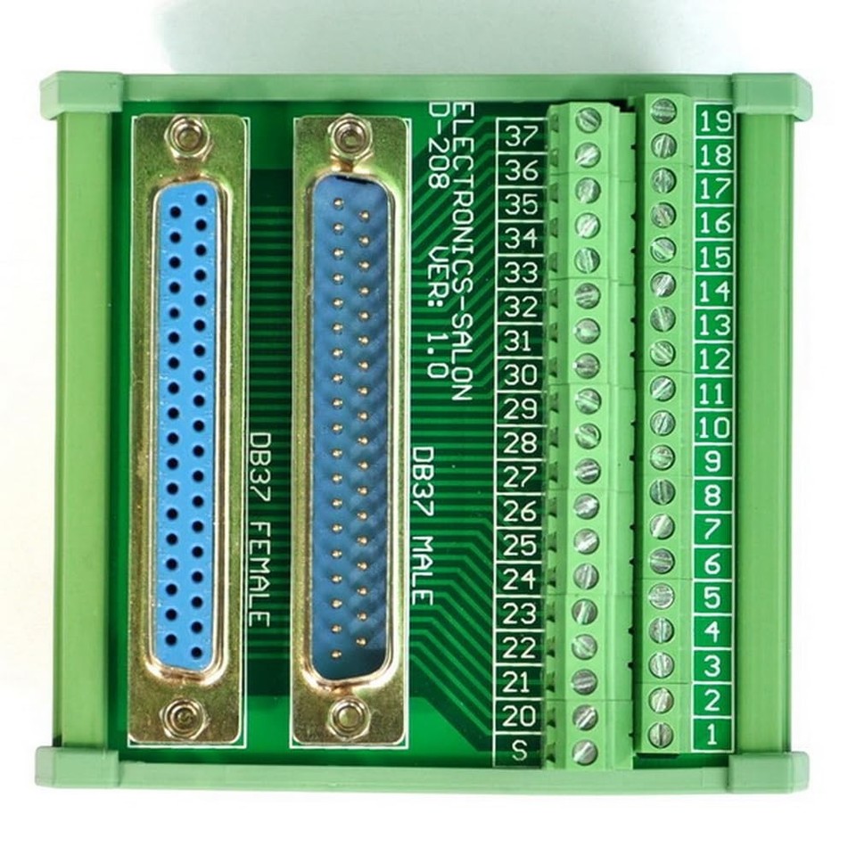 Electronics-Salon DB37 D-SUB DIN Rail Mount Interface Module, Male ...