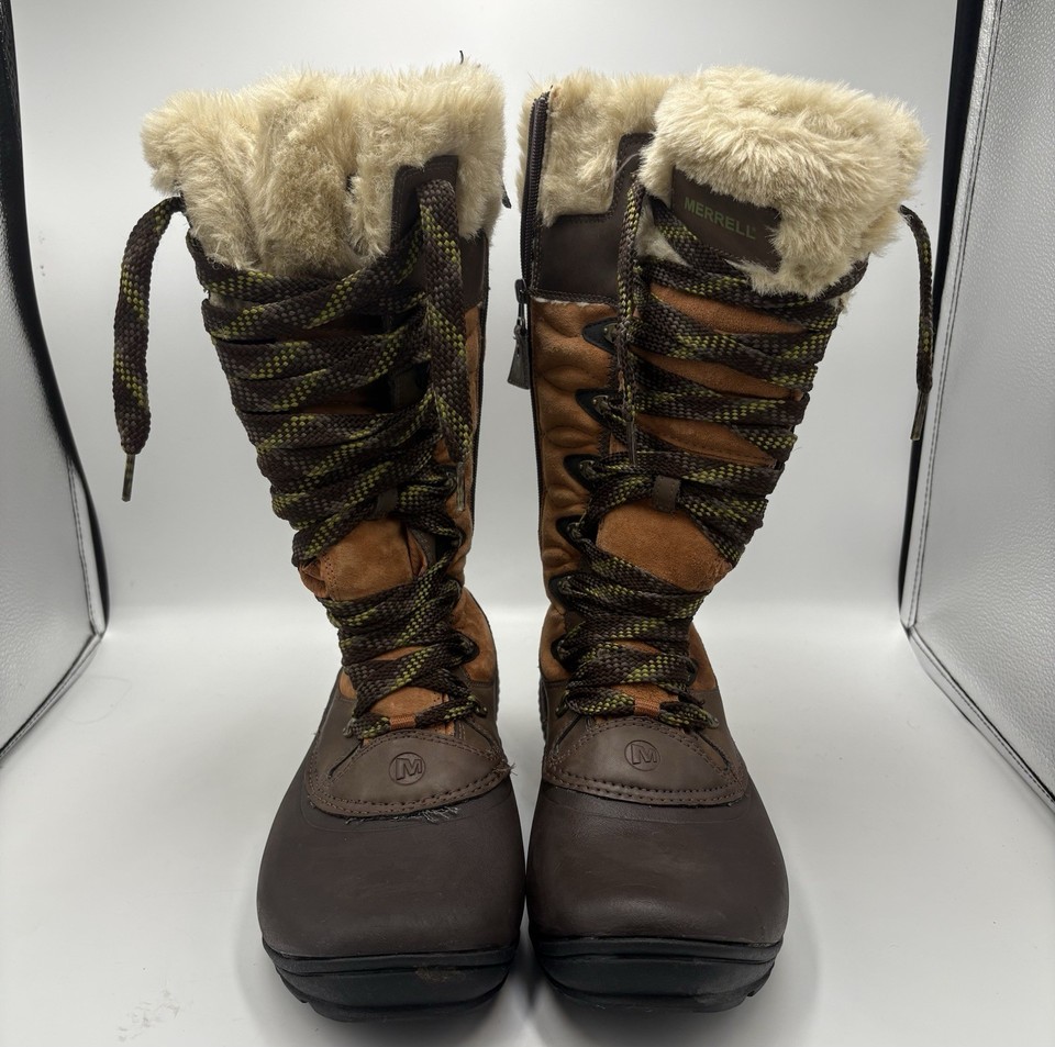 Merrell Women's Winterbelle Peak Waterproof Tall Faux Fur Snow Boots ...