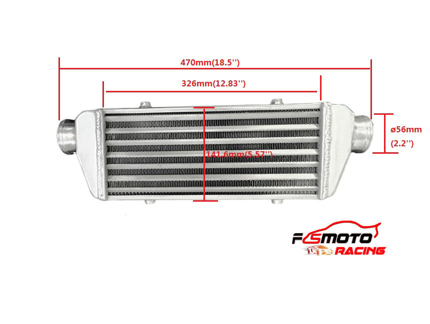 UNIVERSAL Front Mount Aluminum Turbo Intercooler 2.2" 56MM pipe ...