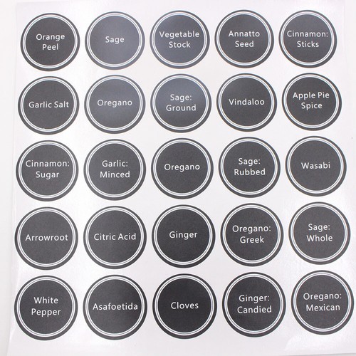 New PVC Round Pre-Printed Spice Jar Stickers Bottle Labels -Set Of | eBay