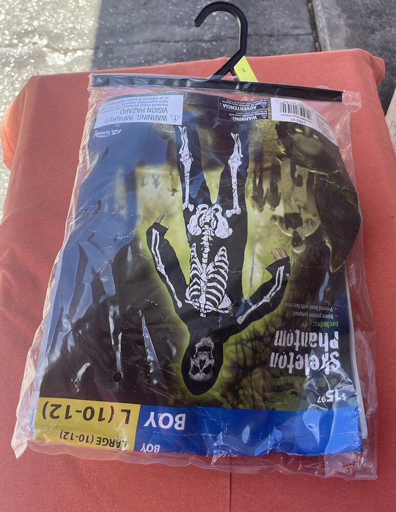 Child Skeleton Phantom Black Costume with mask Boy la… - Gem