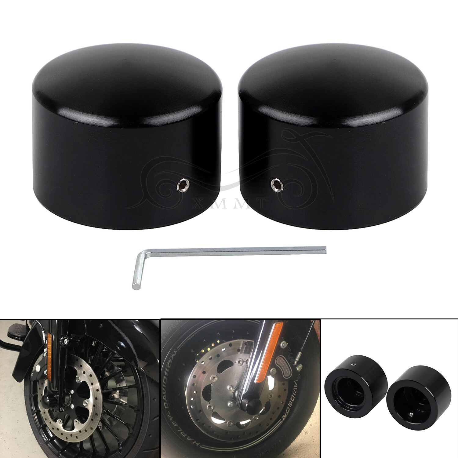 Black Front Axle Nut Covers Fit For Harley Electra Road Glide FLHR ...