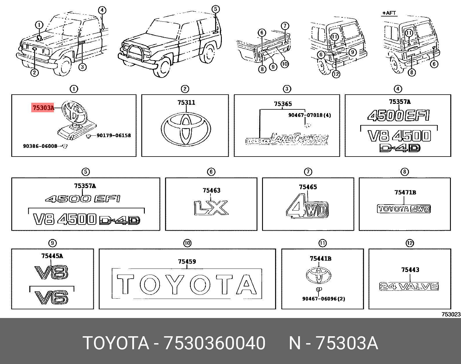 Genuine OE Emblem 7530360040 for Toyota 75303-60040 | eBay UK