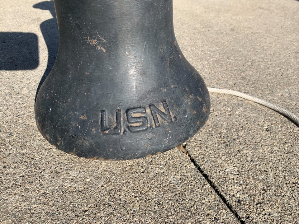 Vintage WWII United States Navy Cast Ship Bell w/Clapper and Bell Rope ...