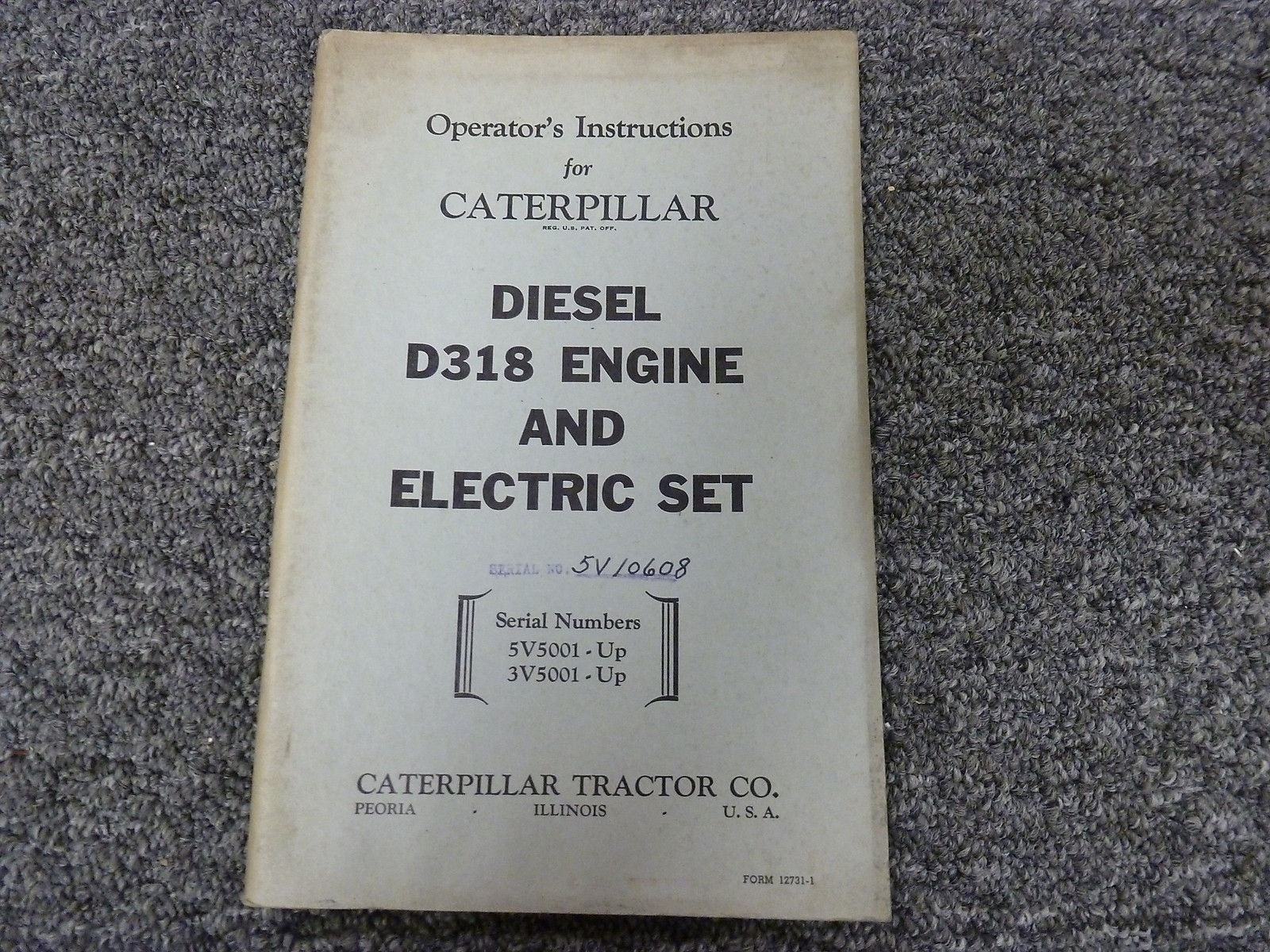 Caterpillar Cat D318 Engine & Electric Set Owner Operator Maintenance ...