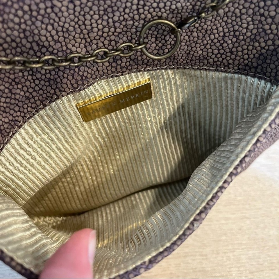 Lauren Merkin Brown Leather Speckled Chain Crossbody Bag | eBay