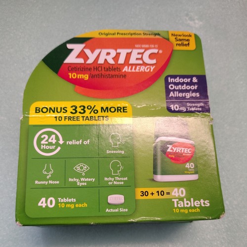 Zyrtec 24 Hour Allergy Relief Tablets, 10 mg, 40 Tablets | eBay