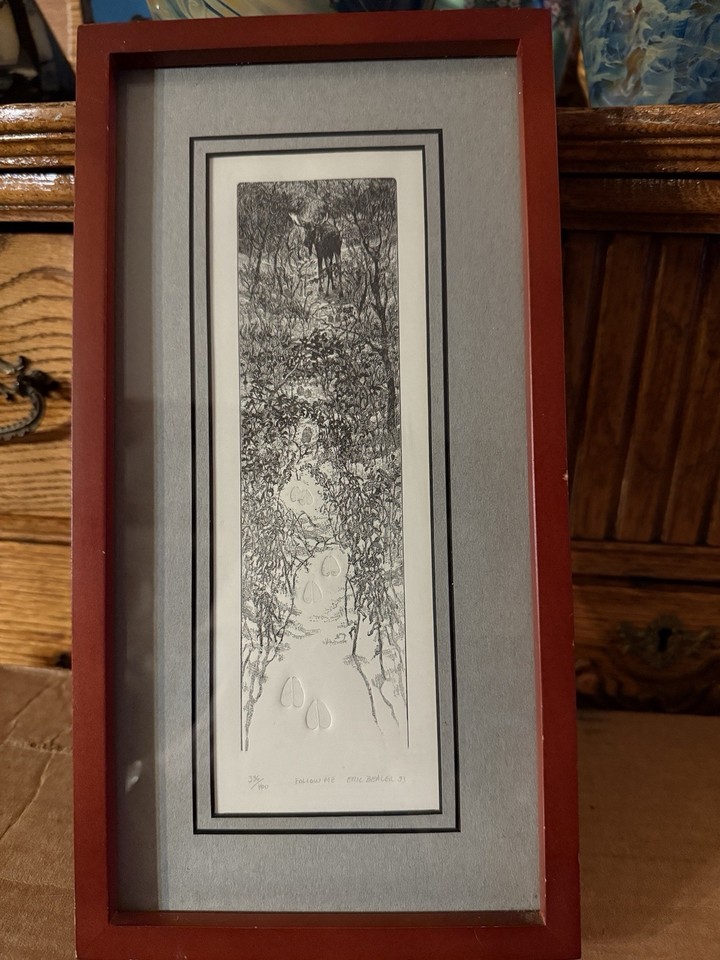 Eric Bealer (1960-2018) Original, Signed, Embossed, Moose Print,"Follow ...