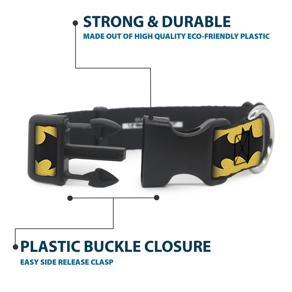 Plastic Clip Collar Bat Signal-5 Black/Yellow/Black WIDE-Small 13-17 ...
