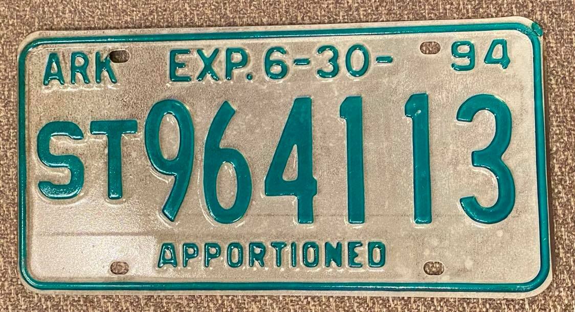 Arkansas 1994 APPORTIONED License Plate ST964113 | eBay