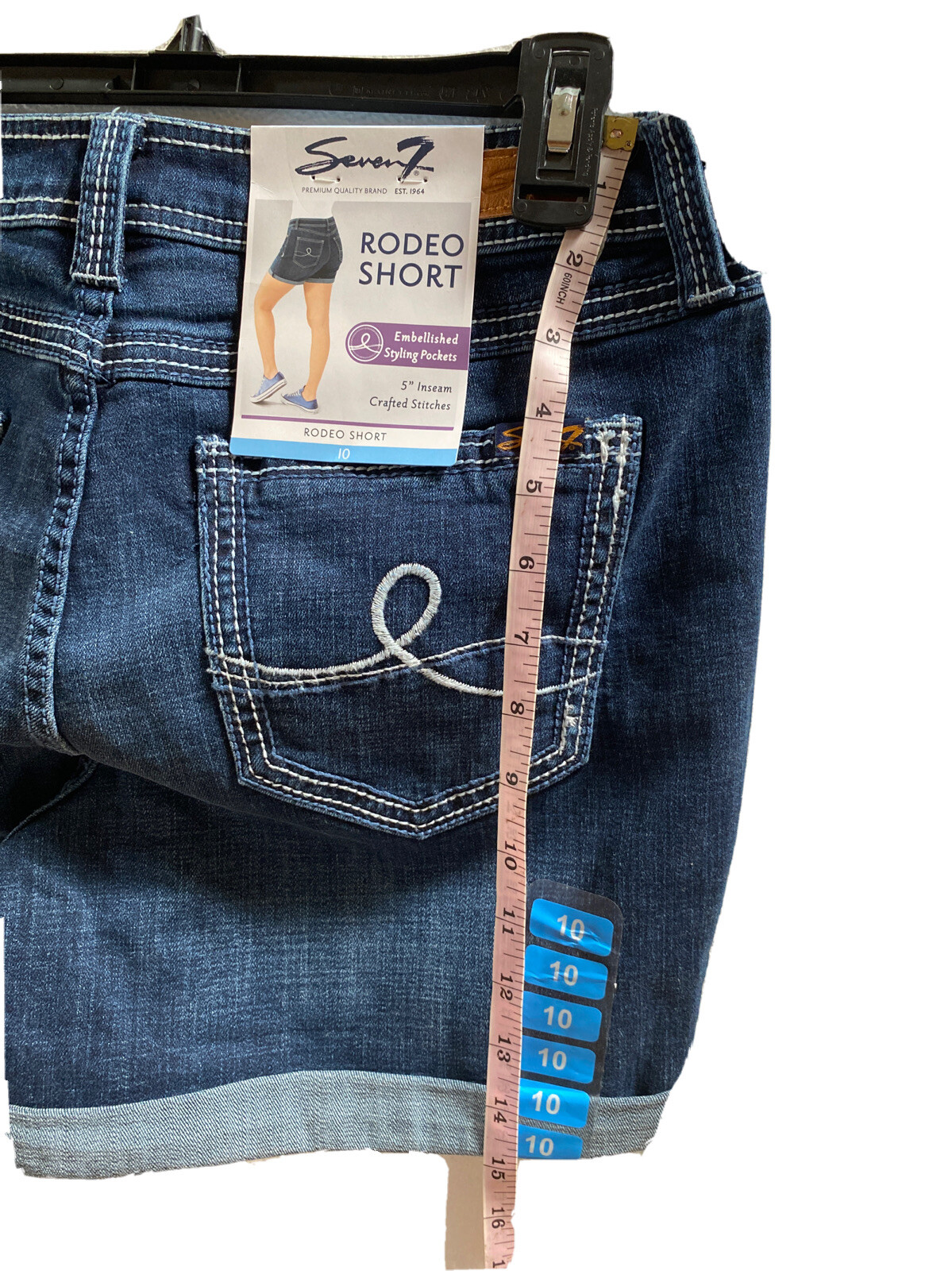 Seven ladies rodeo short 5 inch inseam size 10 embellished pockets for ...