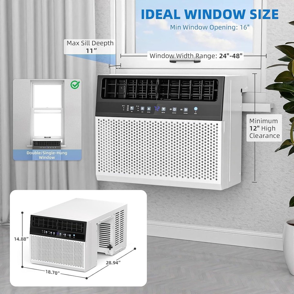 10000 BTU U-Shaped Window Air Conditioner Cools up to 450 Sq.Ft ,6 ...