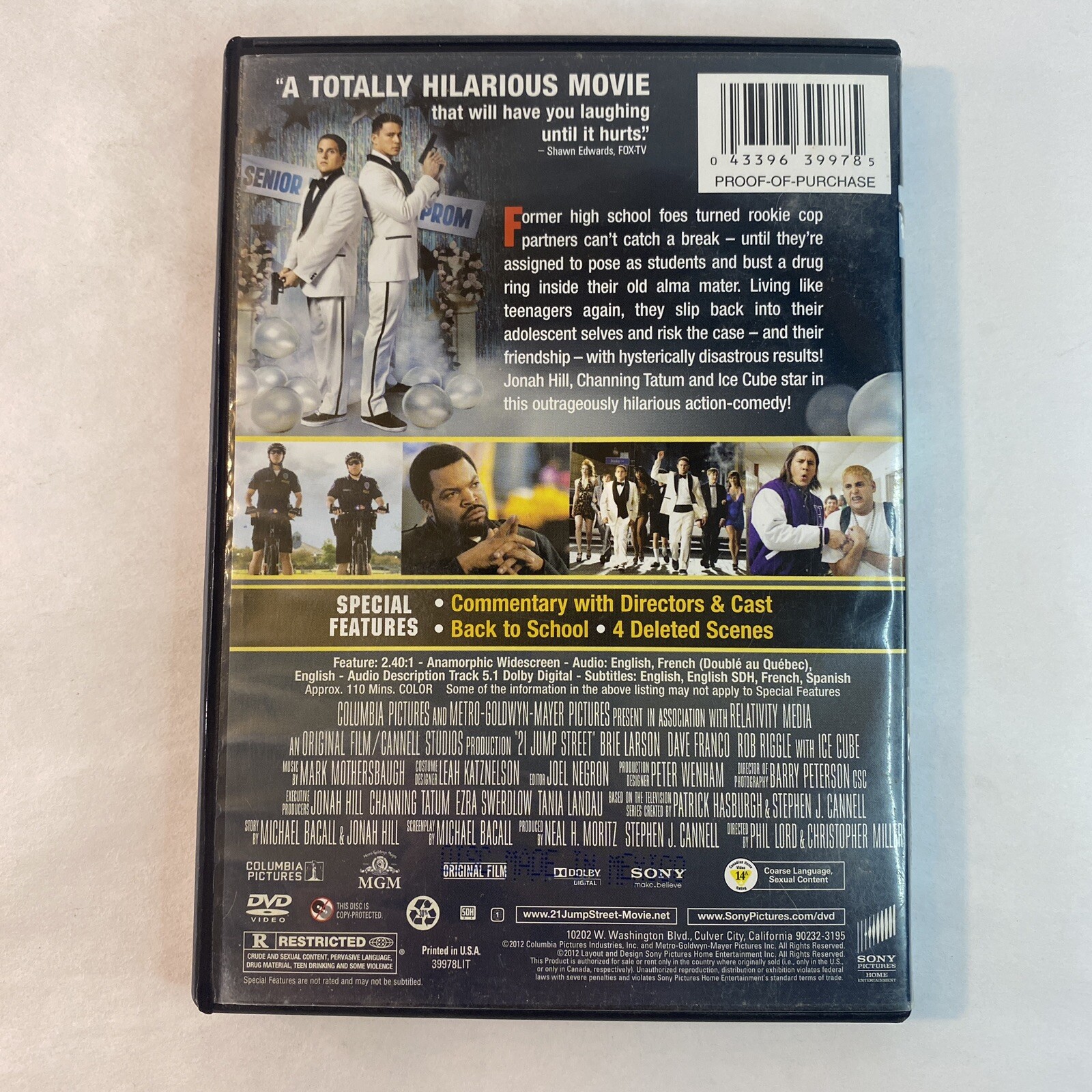 21 Jump Street (DVD, 2012) Comedy Jonah Hill Channing Tatum Ice Cube ...