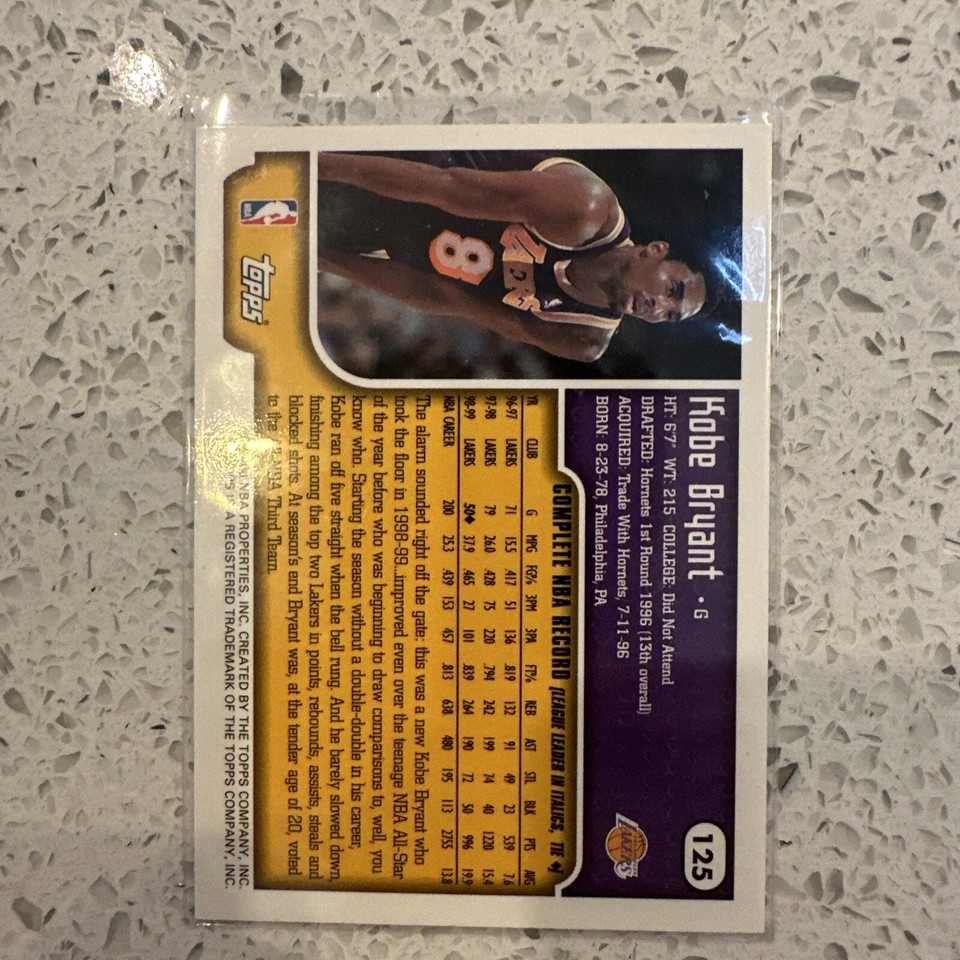 2000 Topps #125 Kobe Bryant Orange Border | eBay