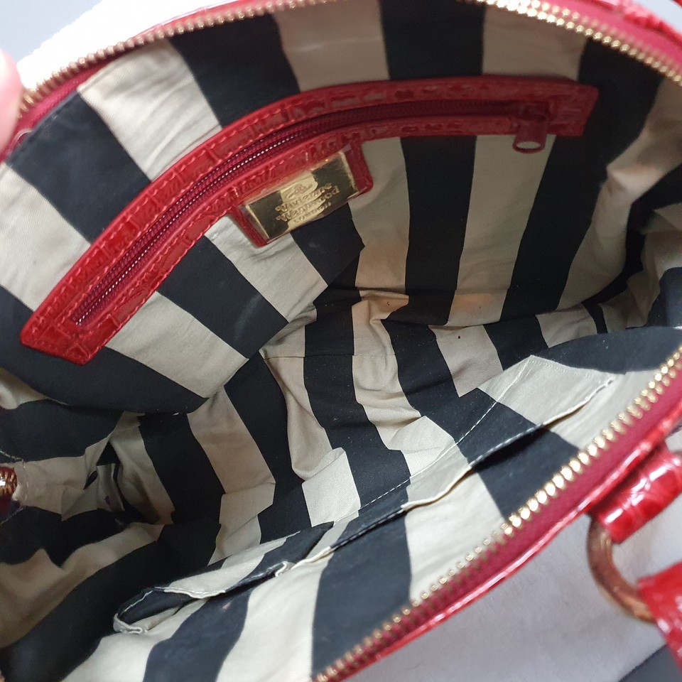 Vivienne Westwood Croc Bag Shoulder Handbag Red Glitter Orb Gold Tote ...