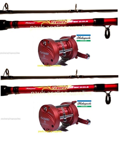 2 x Shakespeare 12- 20lb Class LH Boat Fishing Rod & Multiplier Reel ...