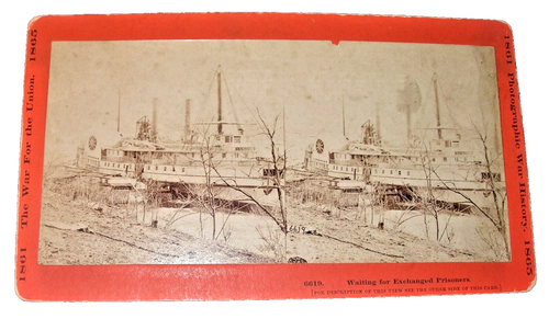 Civil War Stereopticon View FLAG of TRUCE STEAMER "NEW YORK", POW ...
