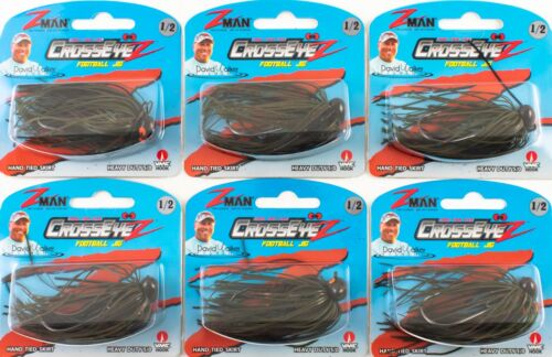 (LOT OF 6) Z-MAN CROSSEYEZ FOOTBALL JIG 1/2OZ CEFB12-07 SMOKED IT M1317 ...