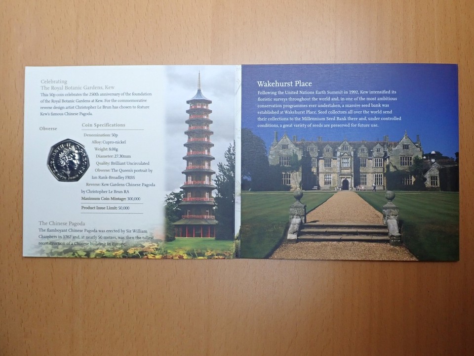 2009 Kew Gardens 50p sealed pack Brilliant Uncirculated Fifty Pence UNC ...