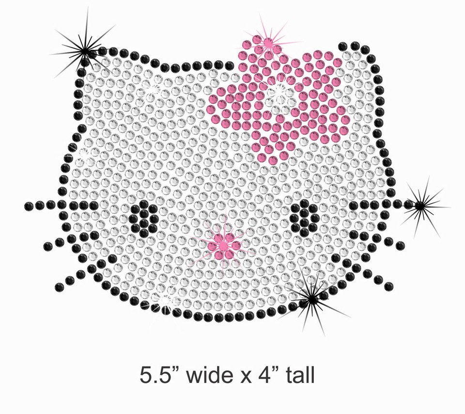 Hello Kitty iron on rhinestone transfer applique bling patch DIY decal ...