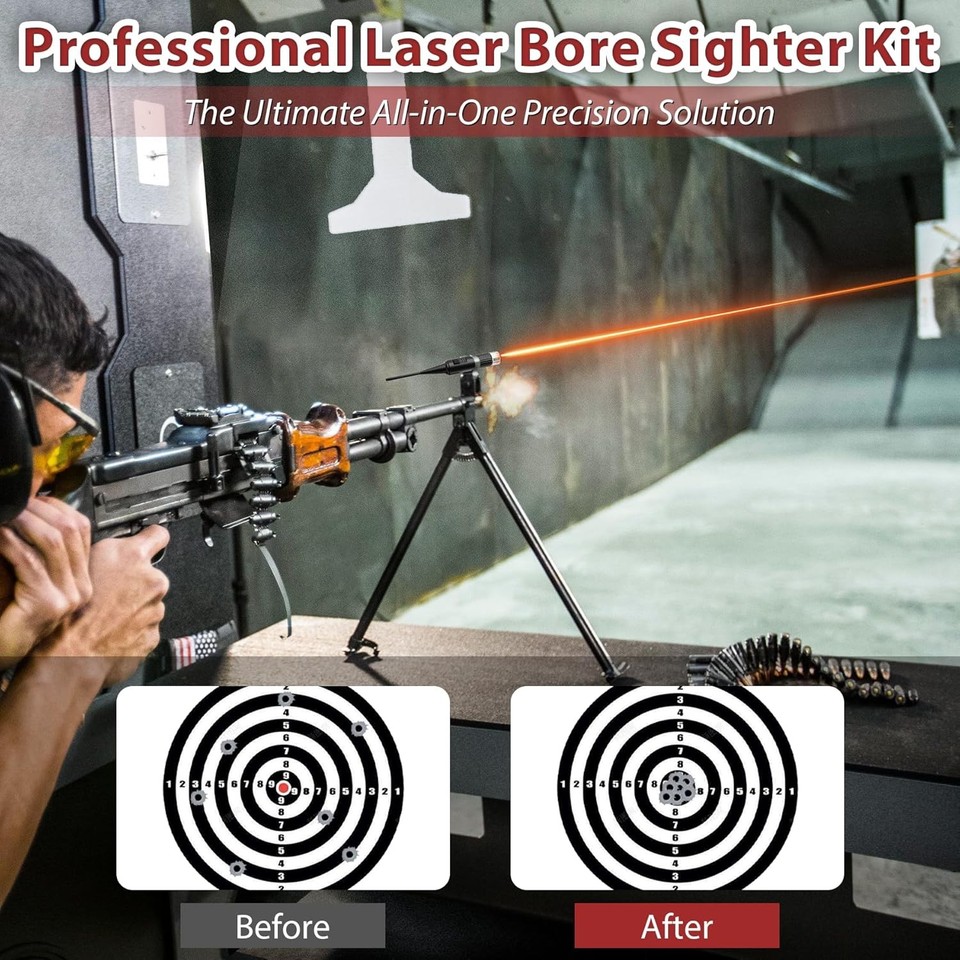 USB Rechargeable Green Laser Bore Sight Kit with 32 Adapters for All ...