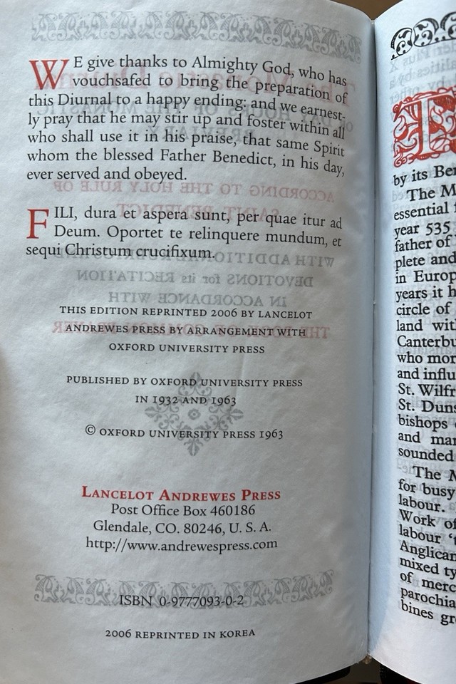 The Monastic Diurnal - Benedictine/Anglican - Lancelot Andrewes Press ...