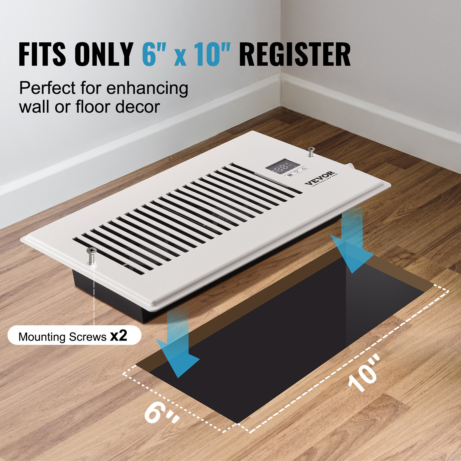 VEVOR Quiet Register Booster Fan Heating / Cooling 6 x 10” Registers ...