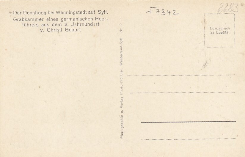 Wennigstedt a.Sylt, Der Denghoog, German.Heerführer-Grabkammer ngl ...