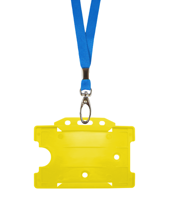 Light Blue ID Neck Strap Lanyard Metal Clip & Yellow Card Badge Tag ...