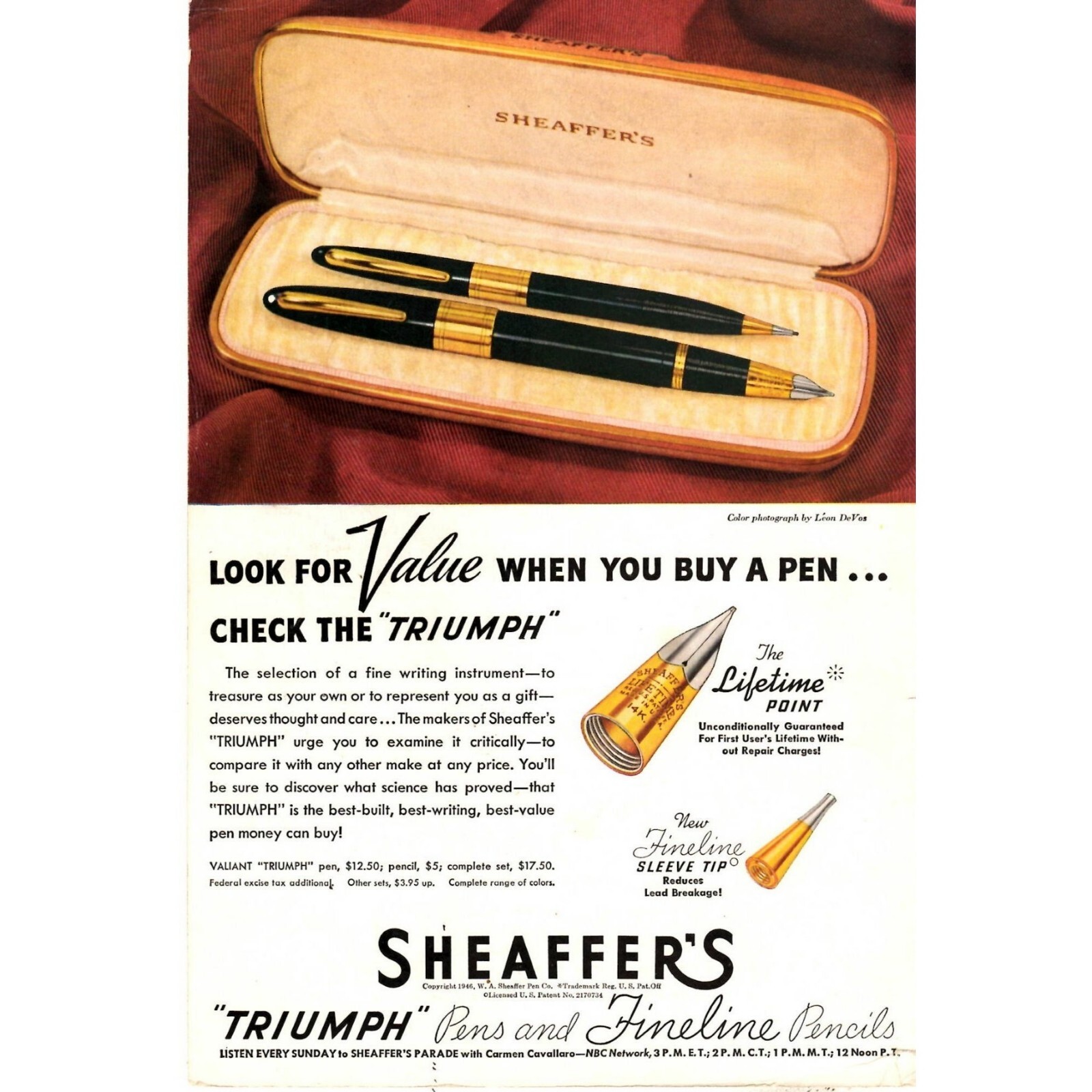 1946 Sheaffer's Triumph Pens & Fineline Pencils Advertising Print Ad ...