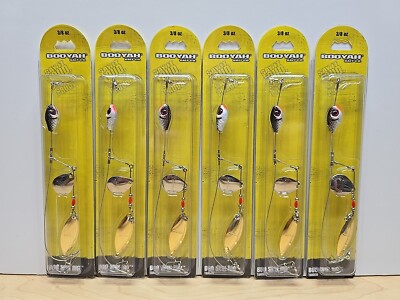 6 Booyah Bait Boo Spin Rig Double Teaser Tandem Bass 3/8 3/8oz Spinner ...
