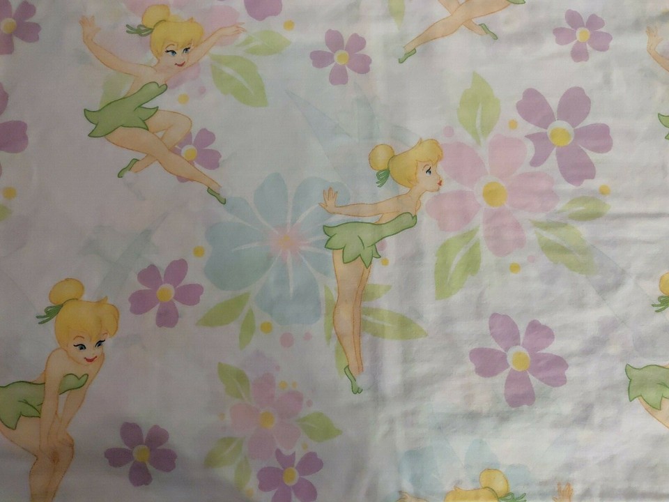 Disney Tinkerbell Twin Flat Bed Sheet and Pillowcase Fairies with ...