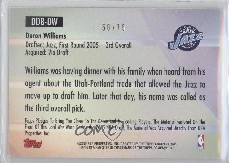 2005-06 Topps Big Game Draft Day Moments Basketball /75 Deron Williams ...