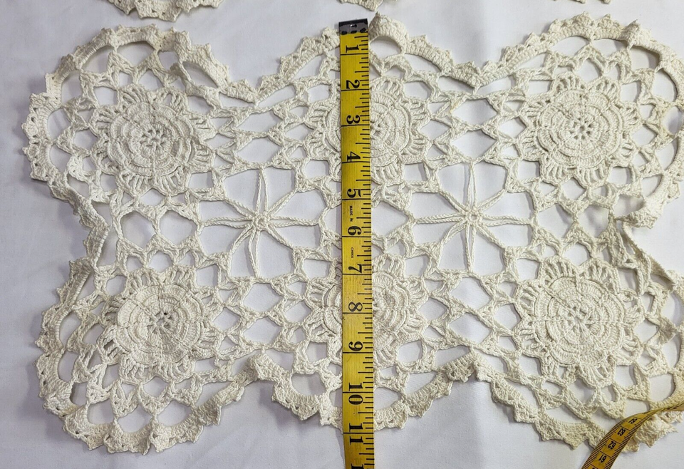 2 Hand Crochet Doily Table Topper Rectangle 17”x 11” Scalloped Edge ...