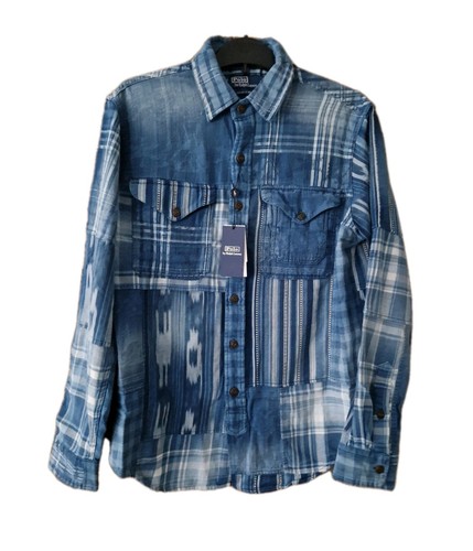 Polo Ralph Lauren Indigo Patchwork Cotton Shirt .Large Long Sleeve | eBay
