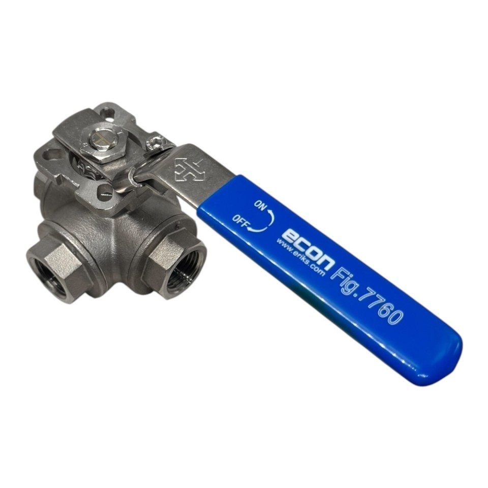 ECON Fig.7780 Ball Valve 1/2” Stainless Steel 3-Wege Valve T Bore Iso ...