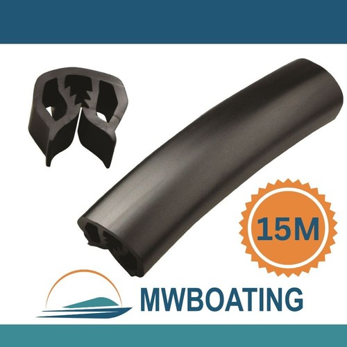 15 Metres 30mm Black Gunwale Rubber - Gunnel Gunwhale Push On PVC 15M ...