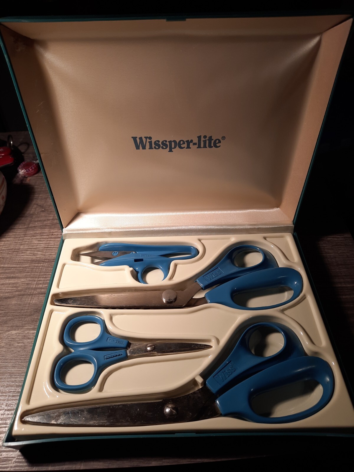 VINTAGE WISS WISSPER-LITE SHEARS BLUE GIFT SET GS-4 COOPER TOOLS 3 ...