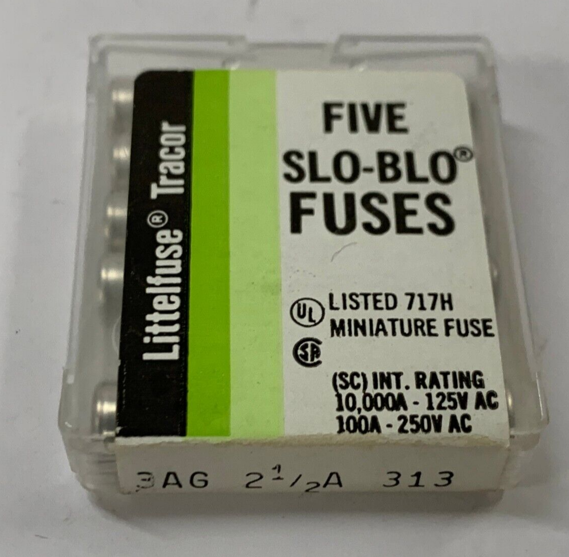 Box of 5 Littelfuse 3AG Slo-Blo Fuses 2.5 Amp, 1/4"X1-1/4", #31302.5 | eBay