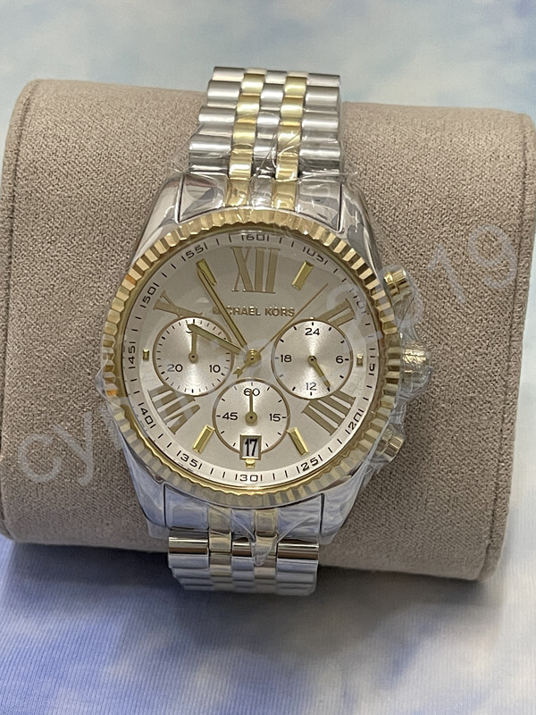 Michael Kors MK5955 Lexington 38mm Silver Chronograph Two Tone Women's ...