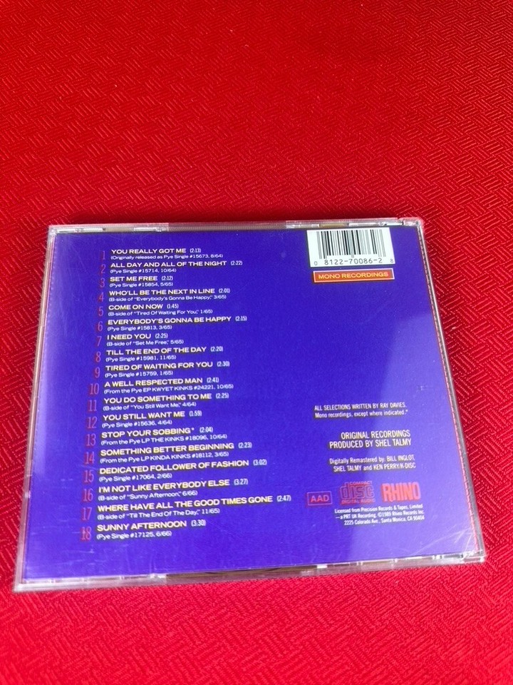 The Kinks: Greatest Hits Vol. 1 (1989 Rhino) CD English Rock Band Gift ...