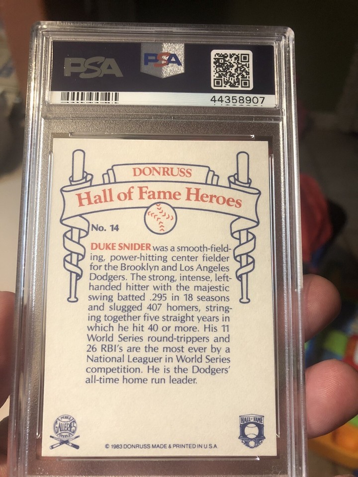 1983 Donruss Duke Snider Hall Of Fame Heroes Signed PSA 8 Auto 10 | eBay