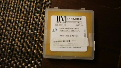 New II-VI Infrared ZNSE NEG MEN Lens 19.05mm-63.5FL 10.6um New II-VI Infrared ZNSE NEG MEN Lens 19.05mm-63.5FL 10.6um