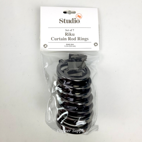Studio 3B Set Of 7 Riku Curtain Rod Rings Dia 1.3in / 3.4cm Black ...
