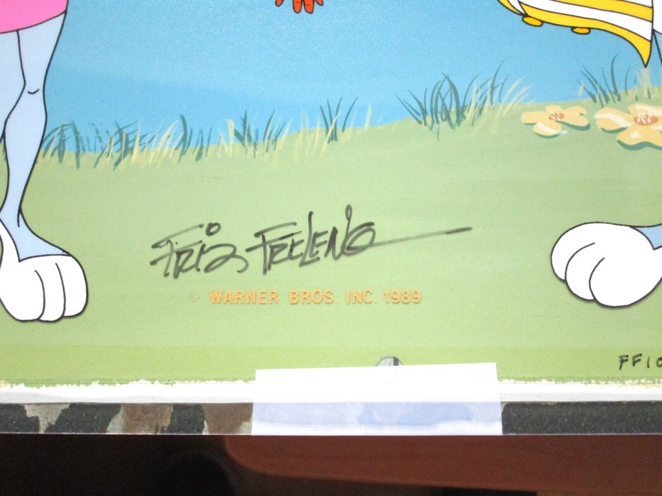 SIGNED FRIZ FREELNG BUGS BUNNY WARNER BROTHERS CEL flowers carrot love ...