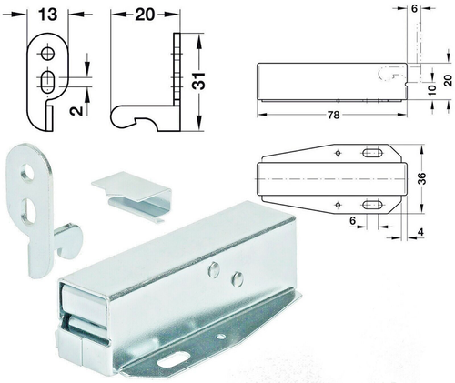 Attic Door Lock Touch Catch ~Surface Mounted~ Hatch Push Loft/Cupboard ...